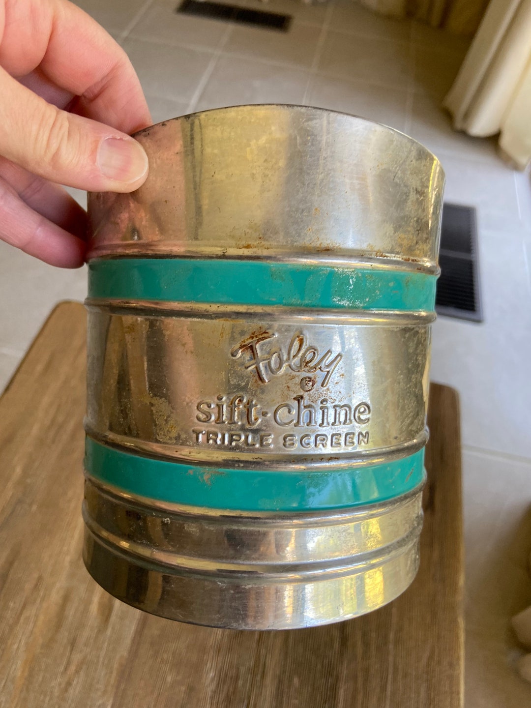 Vintage Foley Sifter With Turquoise Trim - Etsy