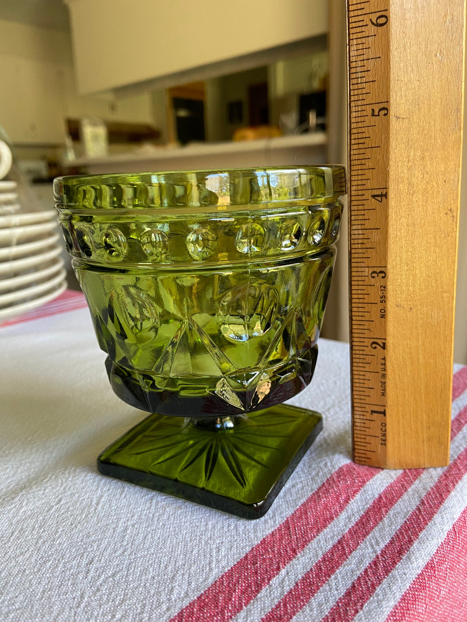 Vintage Green Glass Goblets 2 - Etsy