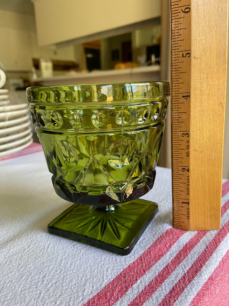 Vintage Green Glass Goblets 2 - Etsy