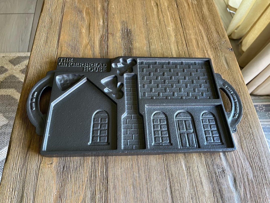 Vintage John Wright Cast Iron Gingerbread House Mold - Etsy