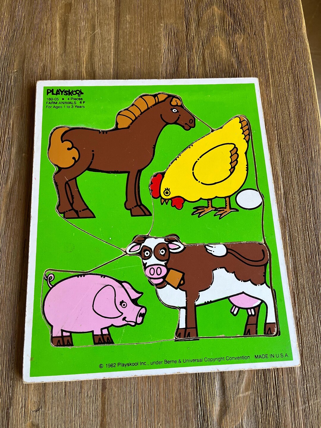 Vintage Playskool Farm Animals Board Puzzle - Etsy