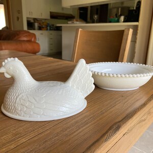 Vintage Milk Glass Nesting Hen Covered Dish - Etsy