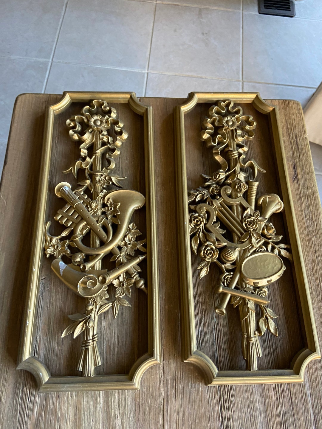 Vintage Homco Golden Wall Decor - Etsy