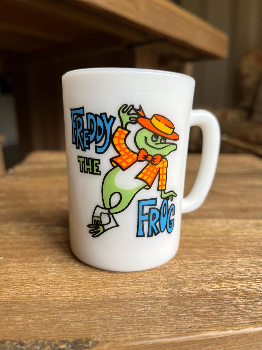 Vintage Freddy the Frog Milk Glass Mug - Etsy