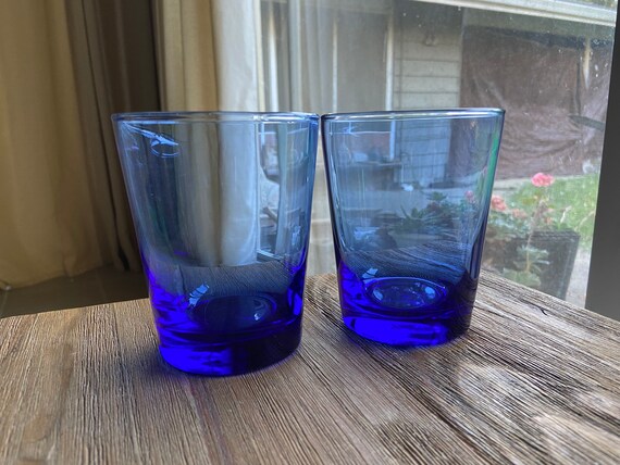 Libbey Blue Glasses Etsy