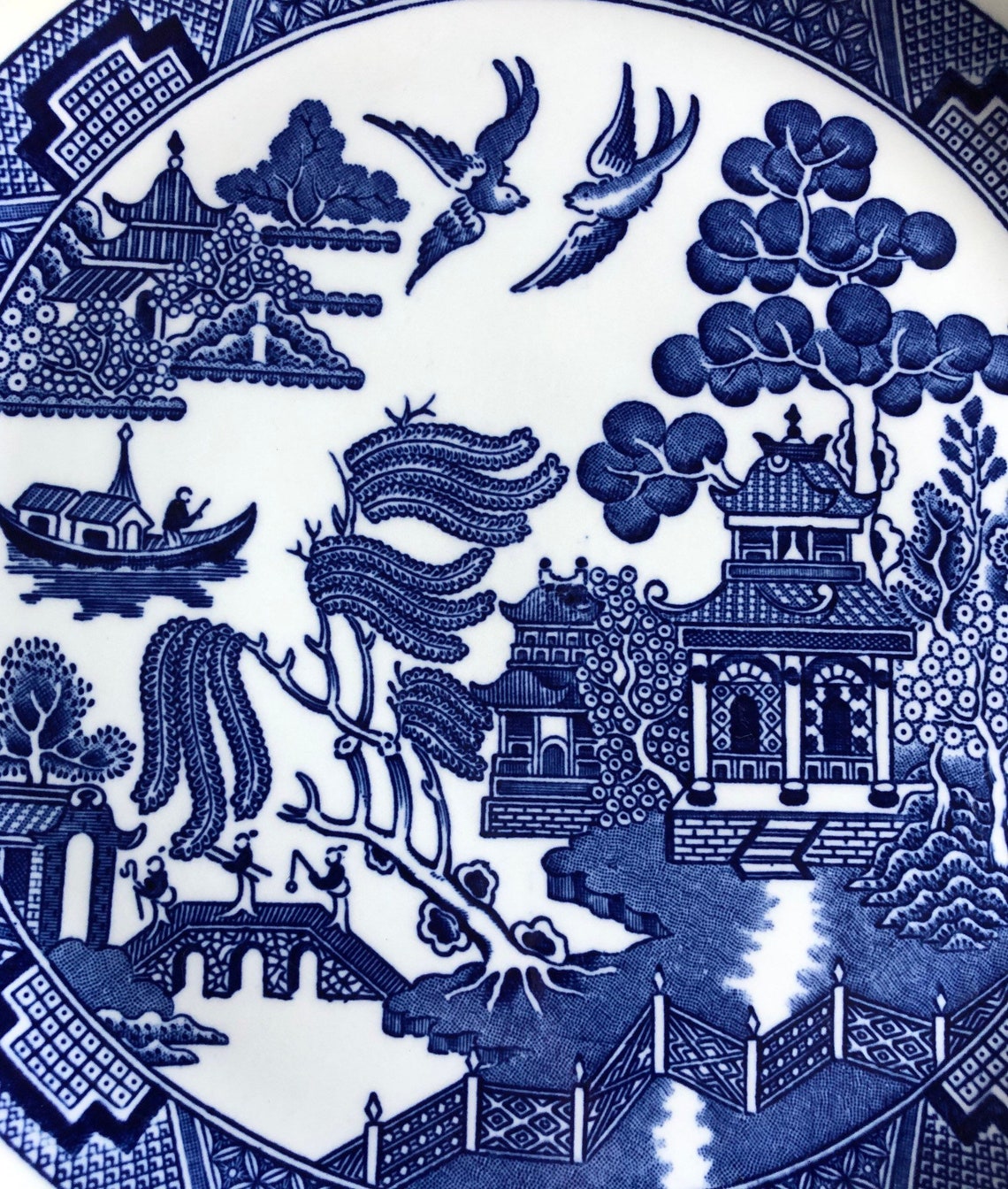 Churchill Blue Willow Dinner Plate - Etsy