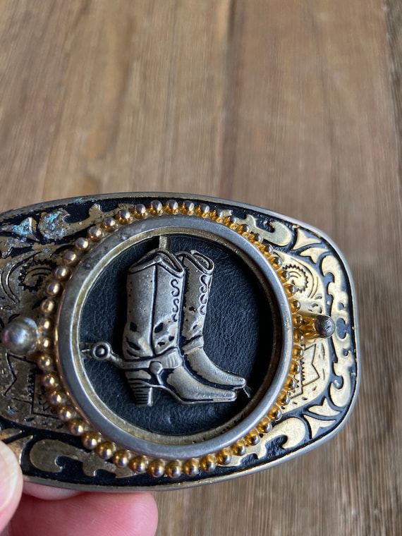 Vintage cowboy boots belt buckle - Gem