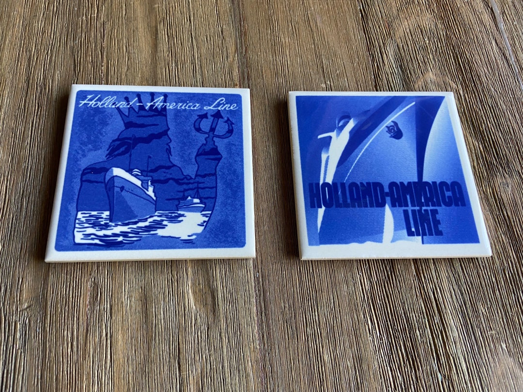 Holland America Line Delft Blue Tile Coasters (2) - Etsy