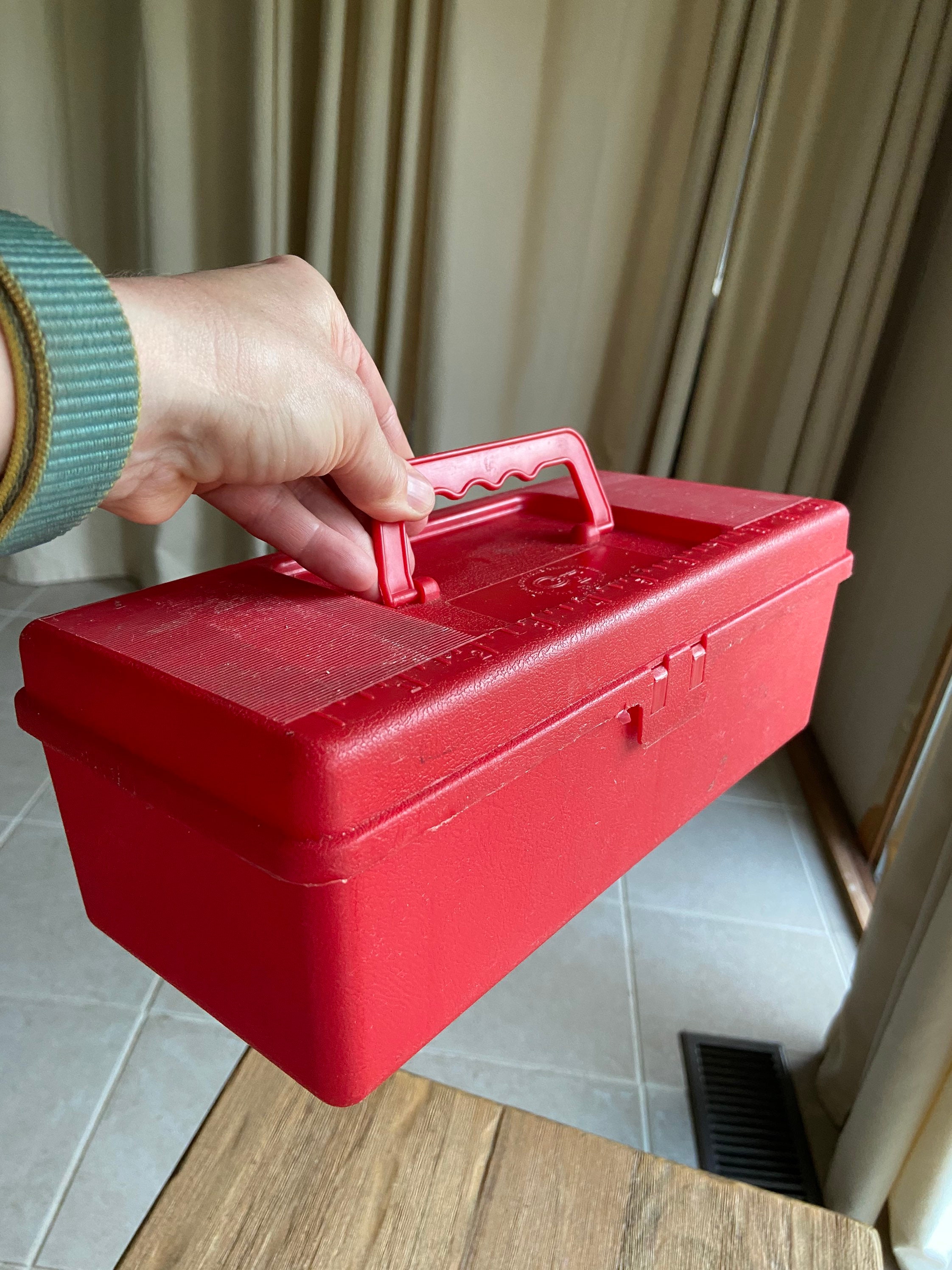 Vintage Oxwall Red Plastic Tool Box - Etsy