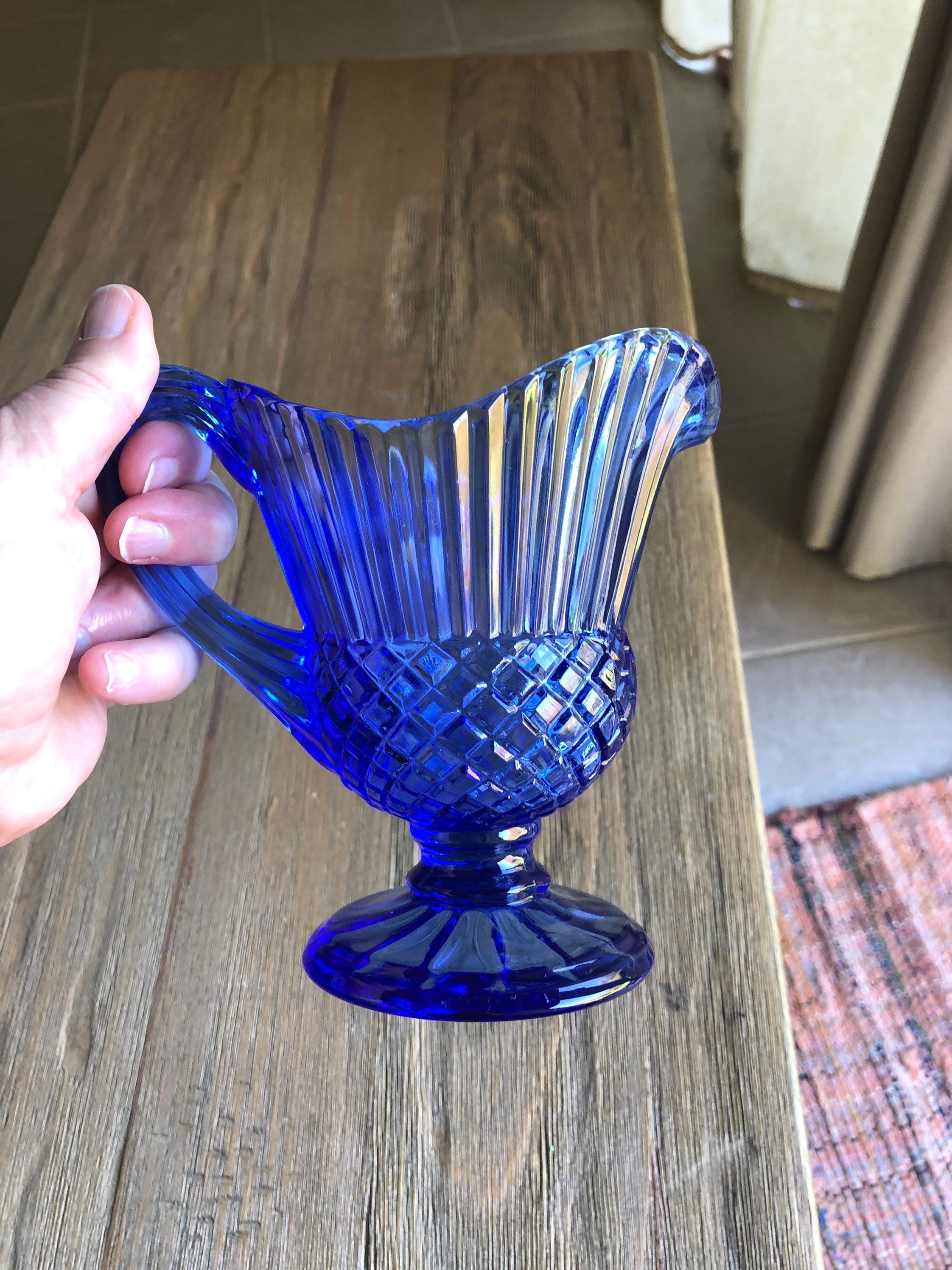 Vintage Avon Cobalt Blue Pitcher - Etsy