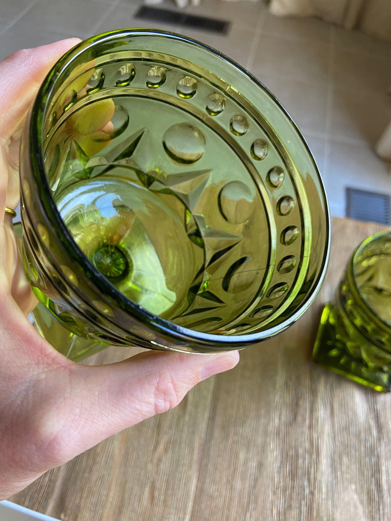 Vintage Green Glass Goblets 2 - Etsy