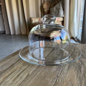 Vintage Glass Plate With Glass Dome - Etsy