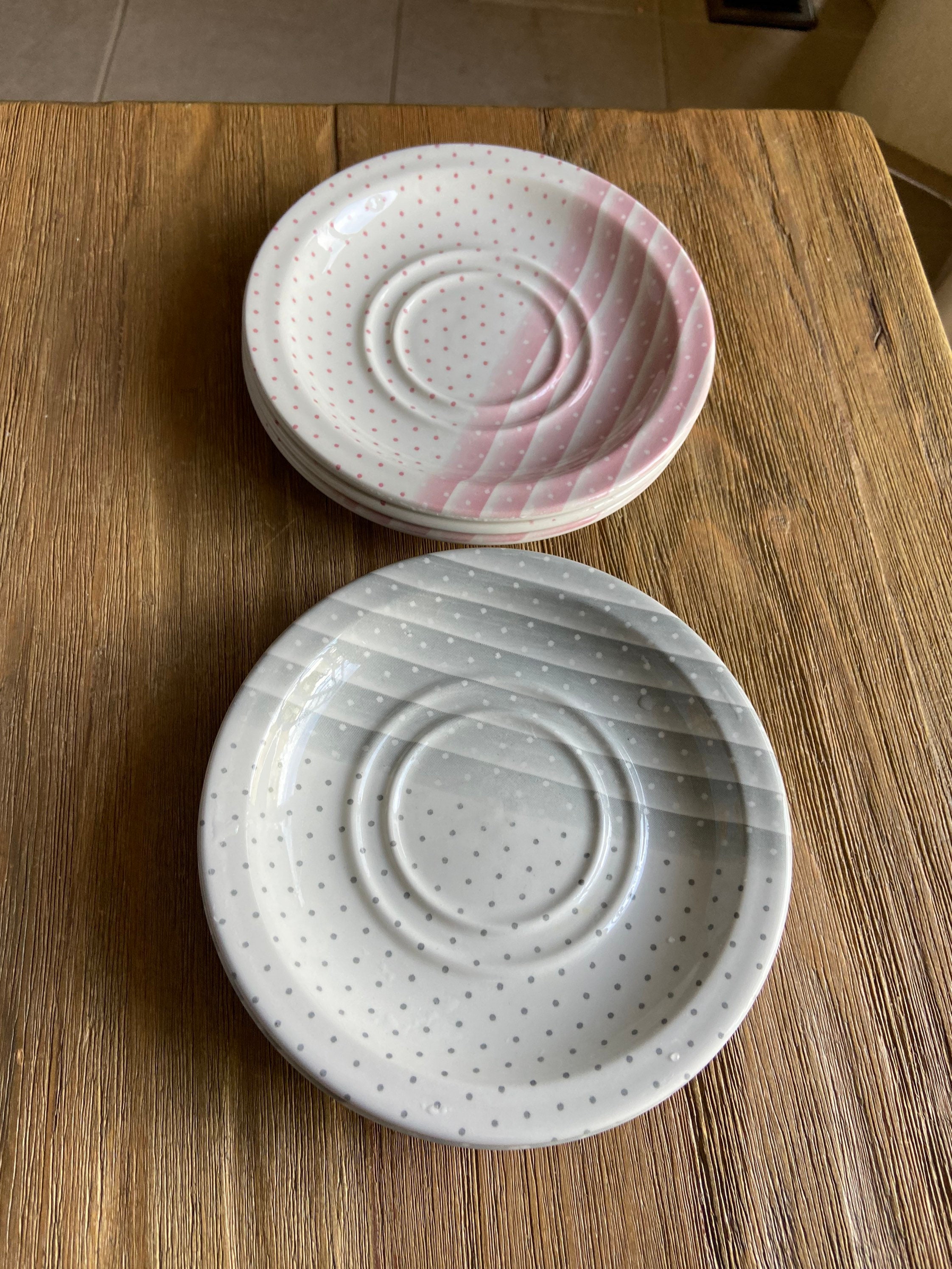 Vintage Churchill Shades Pattern 3 Gray and 3 Pink Saucers - Etsy