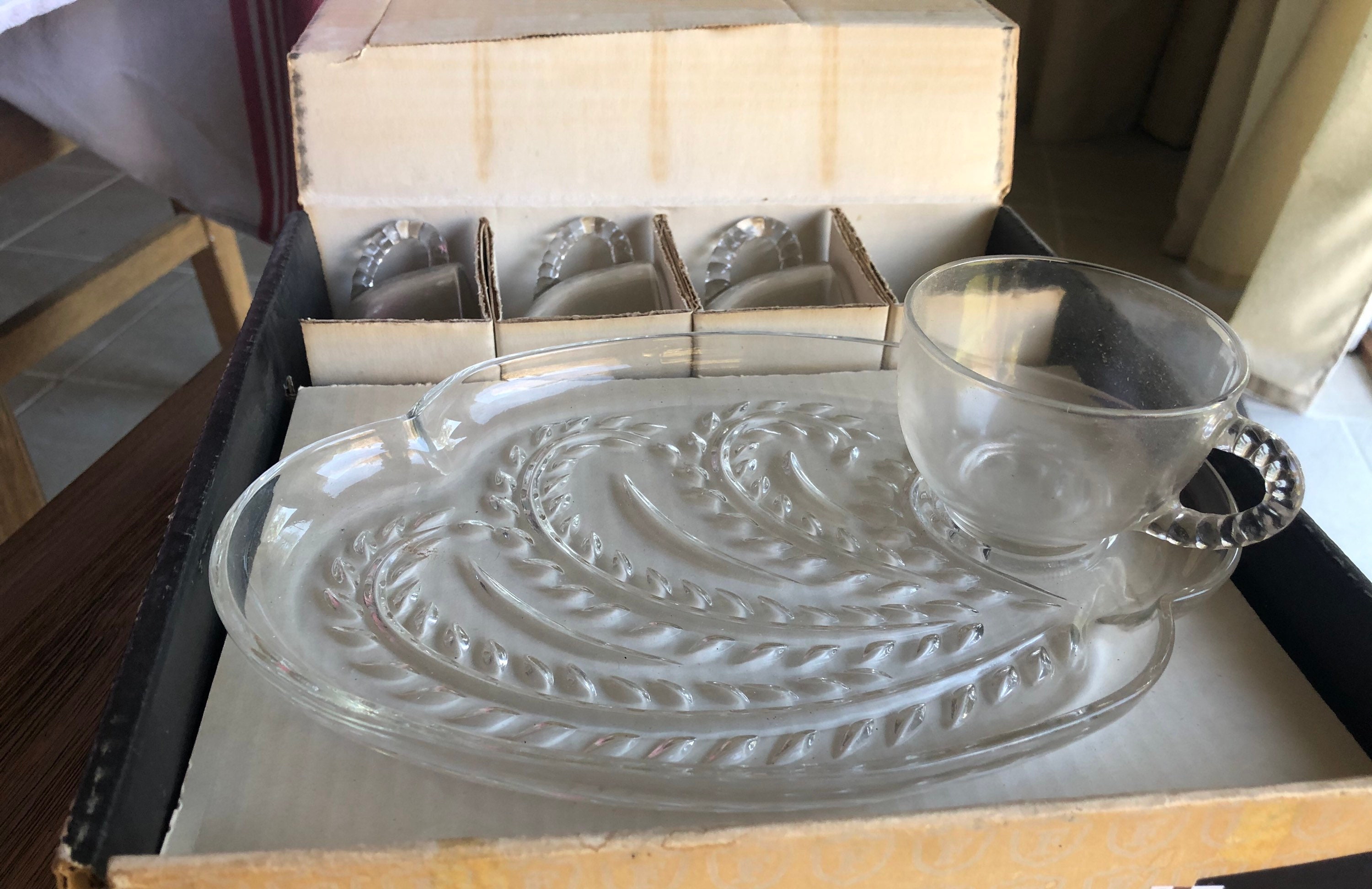 Vintage Homestead Federal Co Glass Snack Set | Etsy