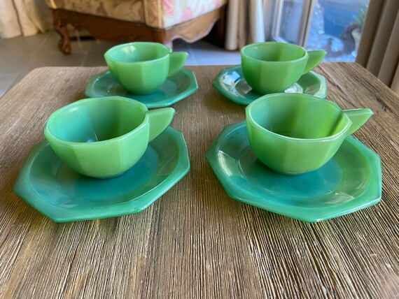 Vintage 1940s Akro Agate Jadeite Childrens Tea Cups and - Etsy