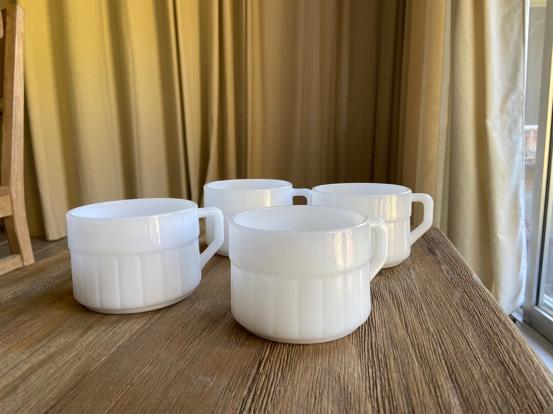 Vintage Federal Glass Milk Glass Mugs 4 - Etsy Vintage Federal Glass Milk Glass Mugs 4 - Etsy