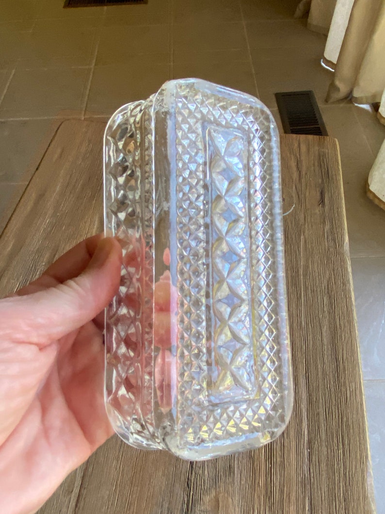 Vintage Pressed Glass Butter Dish - Etsy