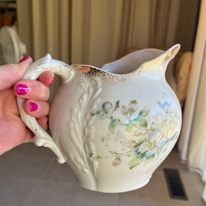 Vintage Floral Ceramic Pitcher - Etsy