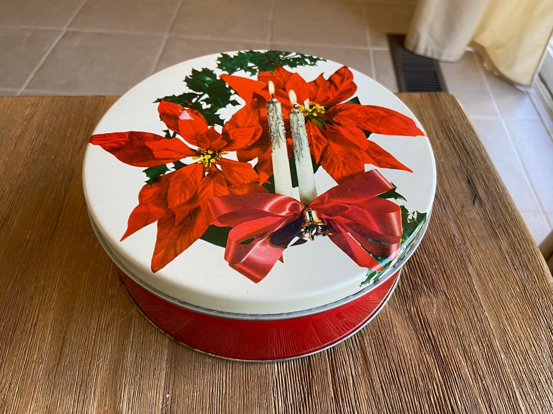 Vintage Round Christmas Tin - Etsy