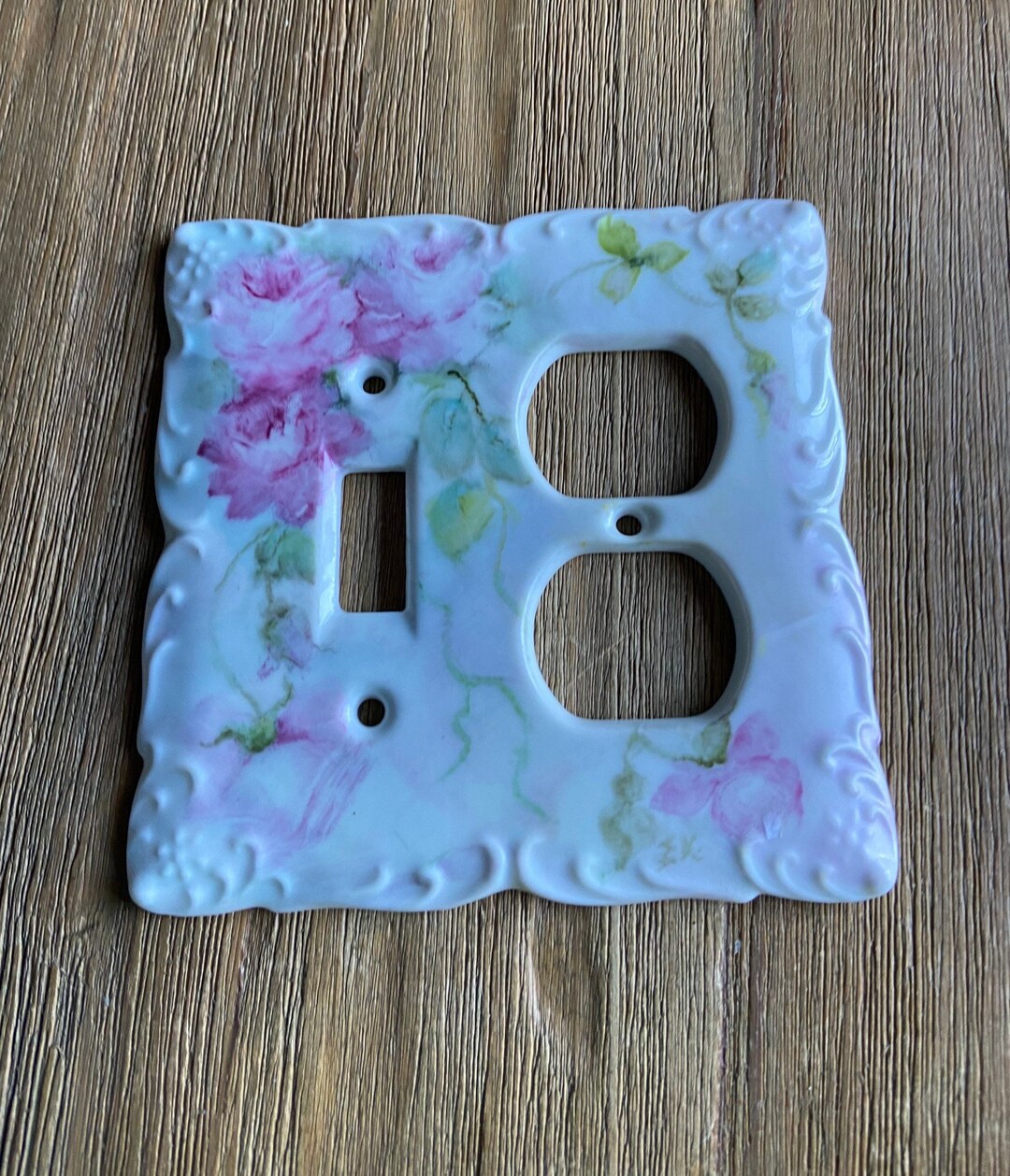 Vintage Handpainted Ceramic Light Switch Plate - Etsy