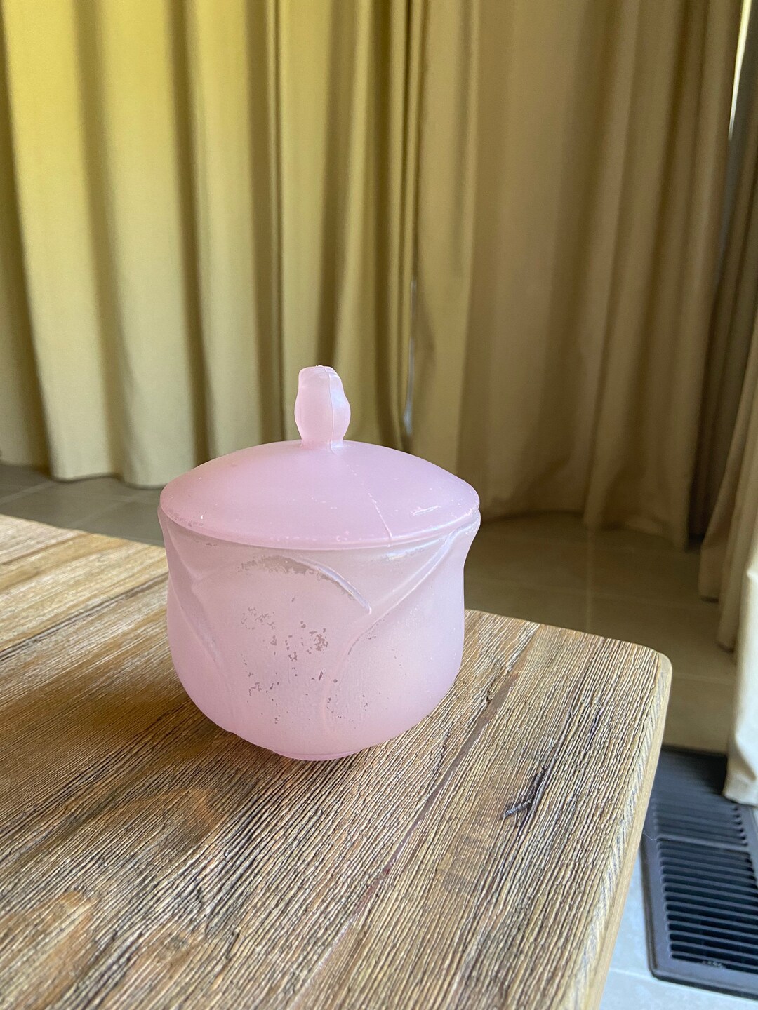Vintage Avon Frosted Pink Glass Jar With Lid - Etsy