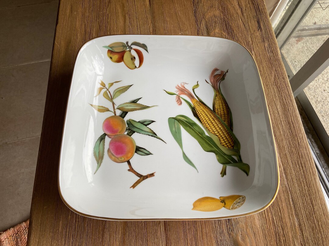 Vintage Royal Worcester Evesham Square Bowl - Etsy