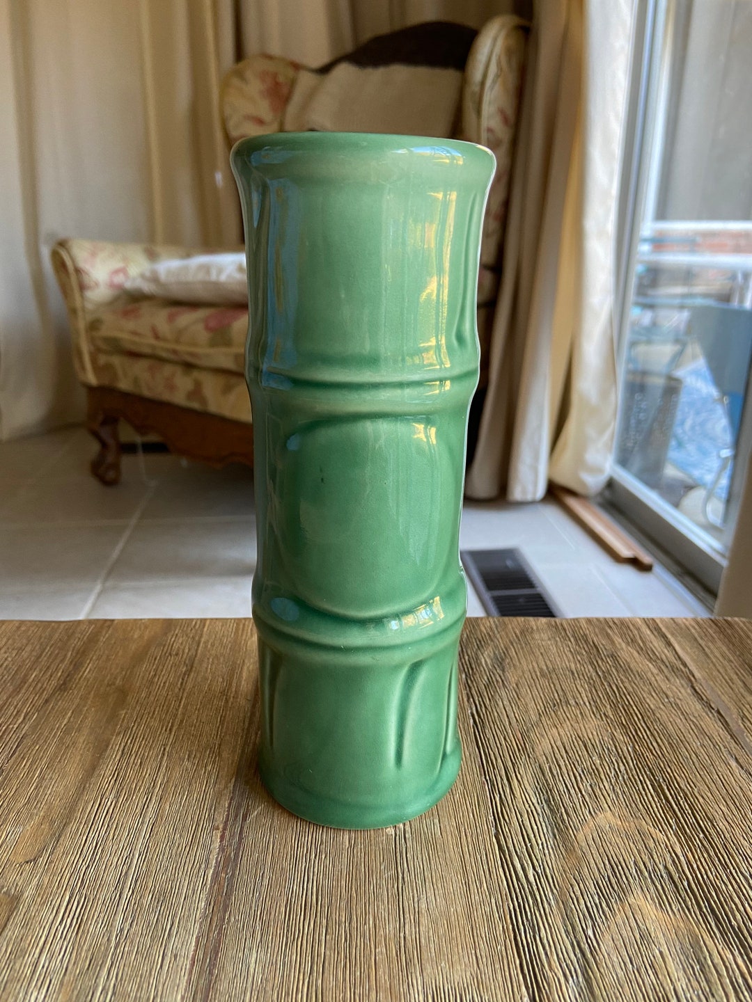 Vintage Libbey Green Bamboo Tiki Vase - Etsy