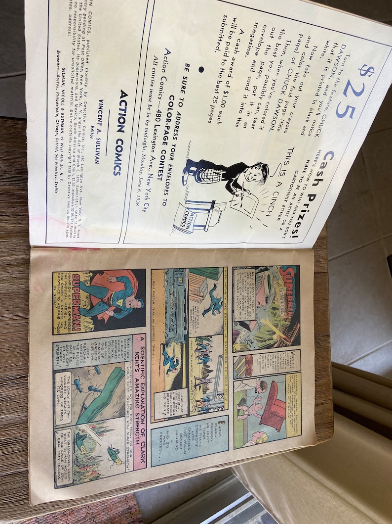 Vintage Action Comics 1st Edition Reproduction From 1974 - Etsy