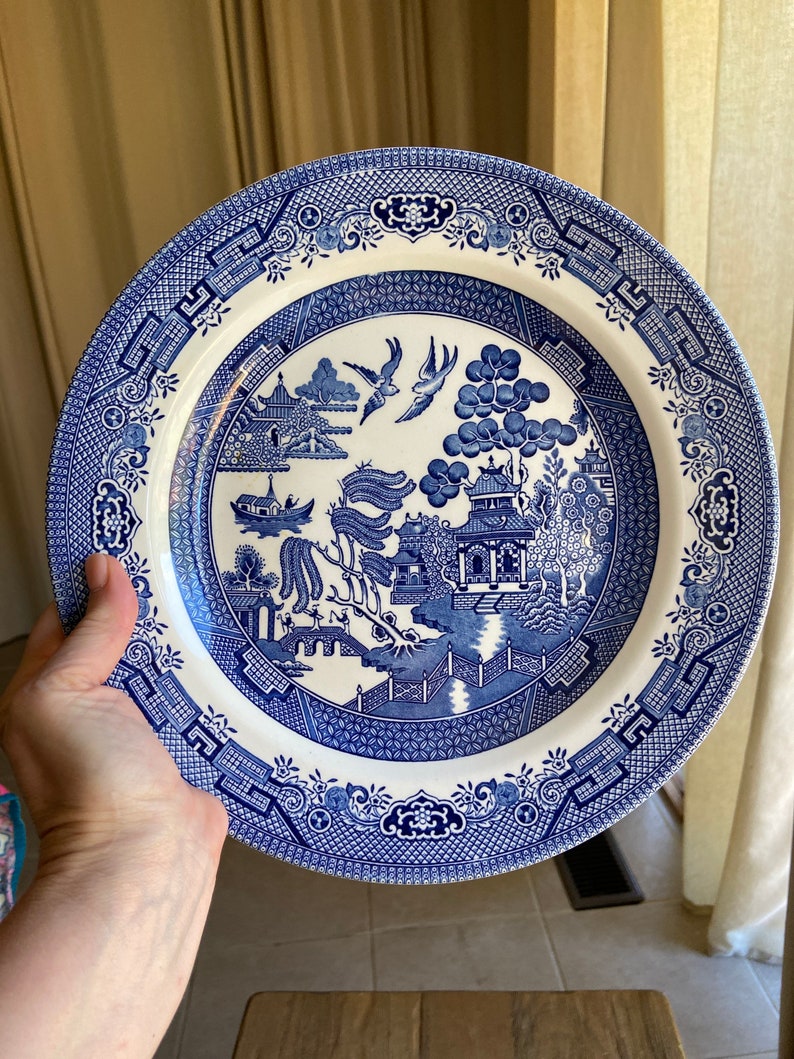 Churchill Blue Willow Dinner Plate - Etsy