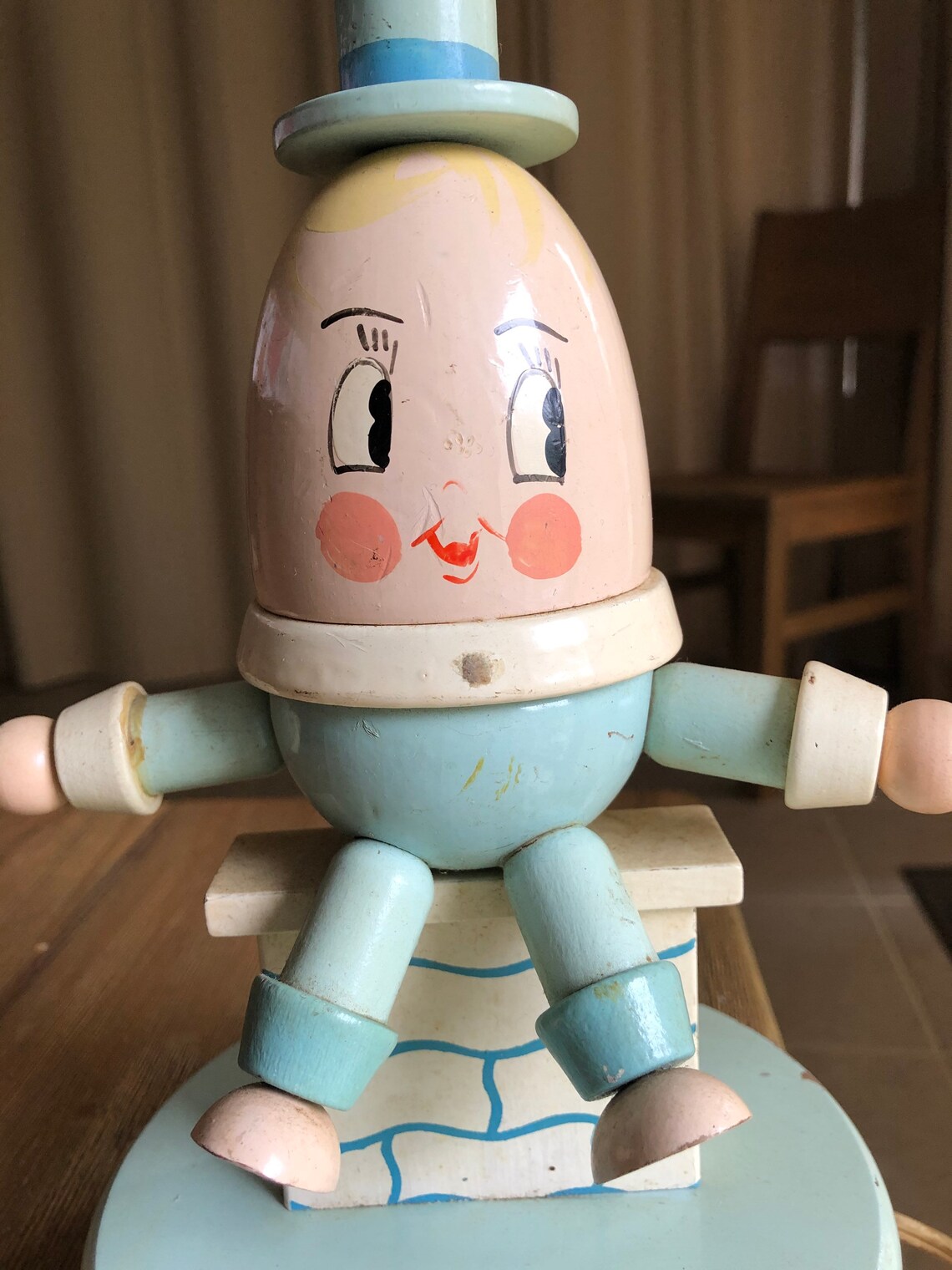 Vintage Humpty Dumpty Wooden Lamp - Etsy
