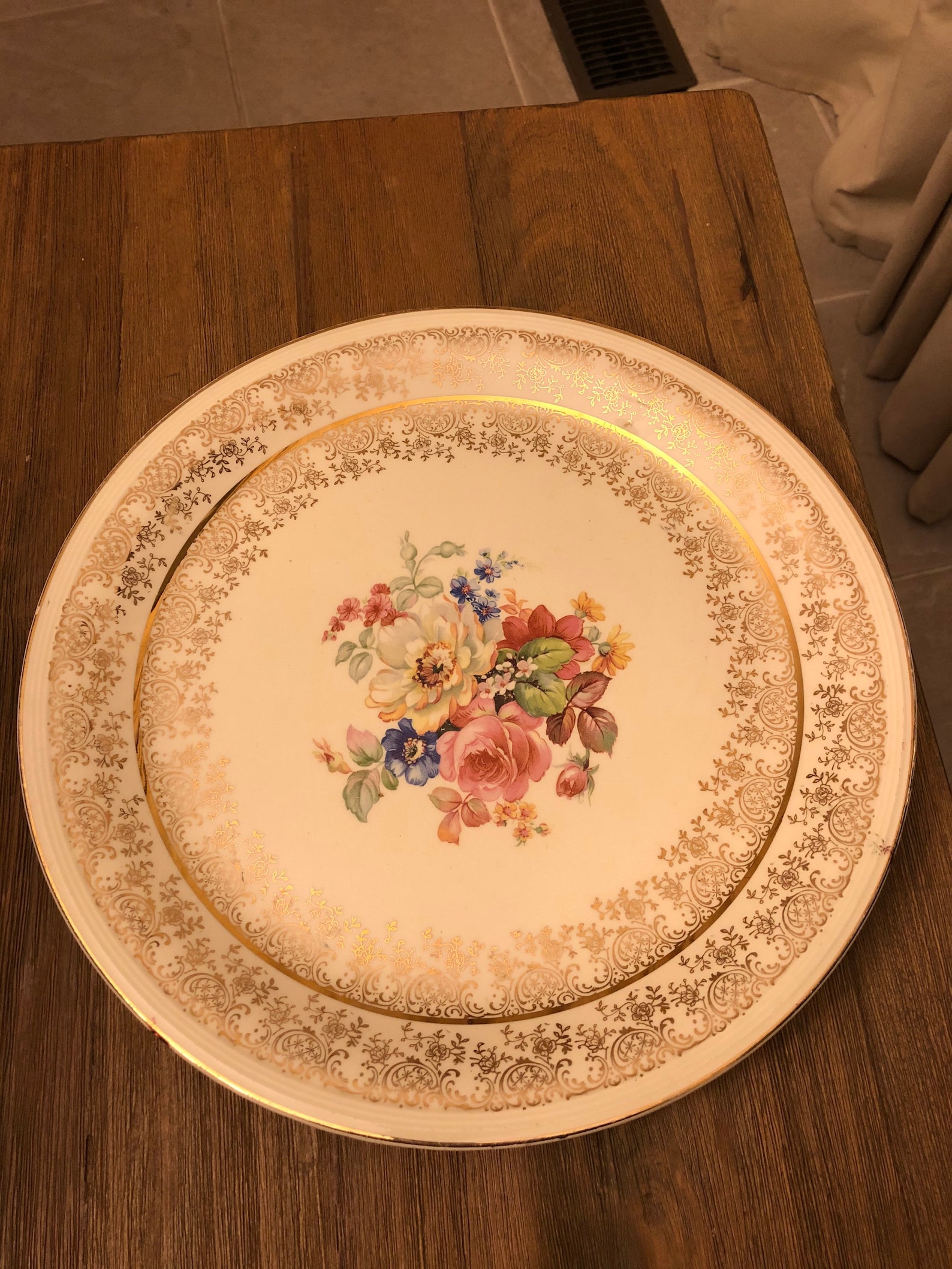 Vintage Floral Round Platter - Etsy