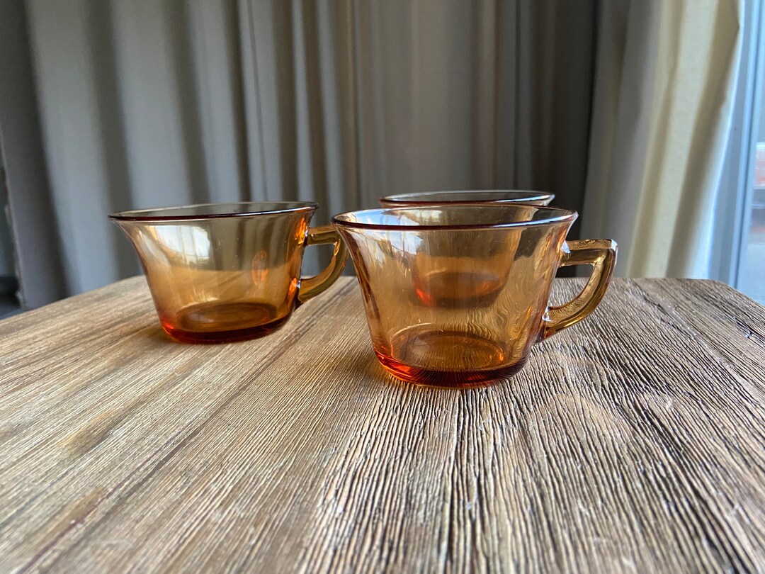 Vintage Cambridge Glass Amber Glass Cups (3) - Etsy