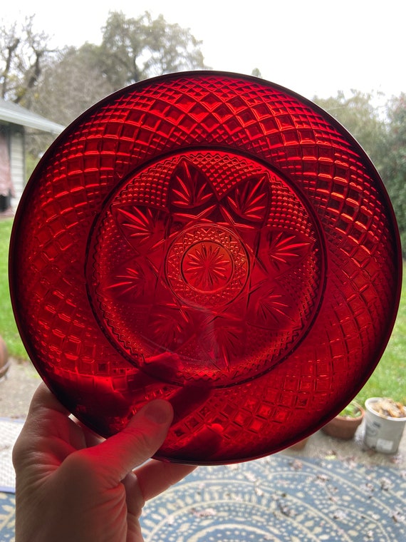 Vintage Ruby Red Small Plate | Etsy