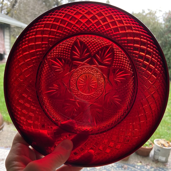 Ruby Red Plate - Etsy