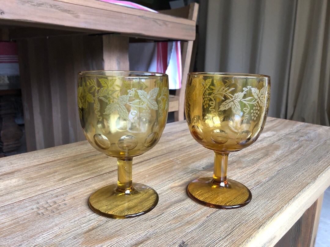 Vintage Mismatched Yellow Goblets 2 - Etsy