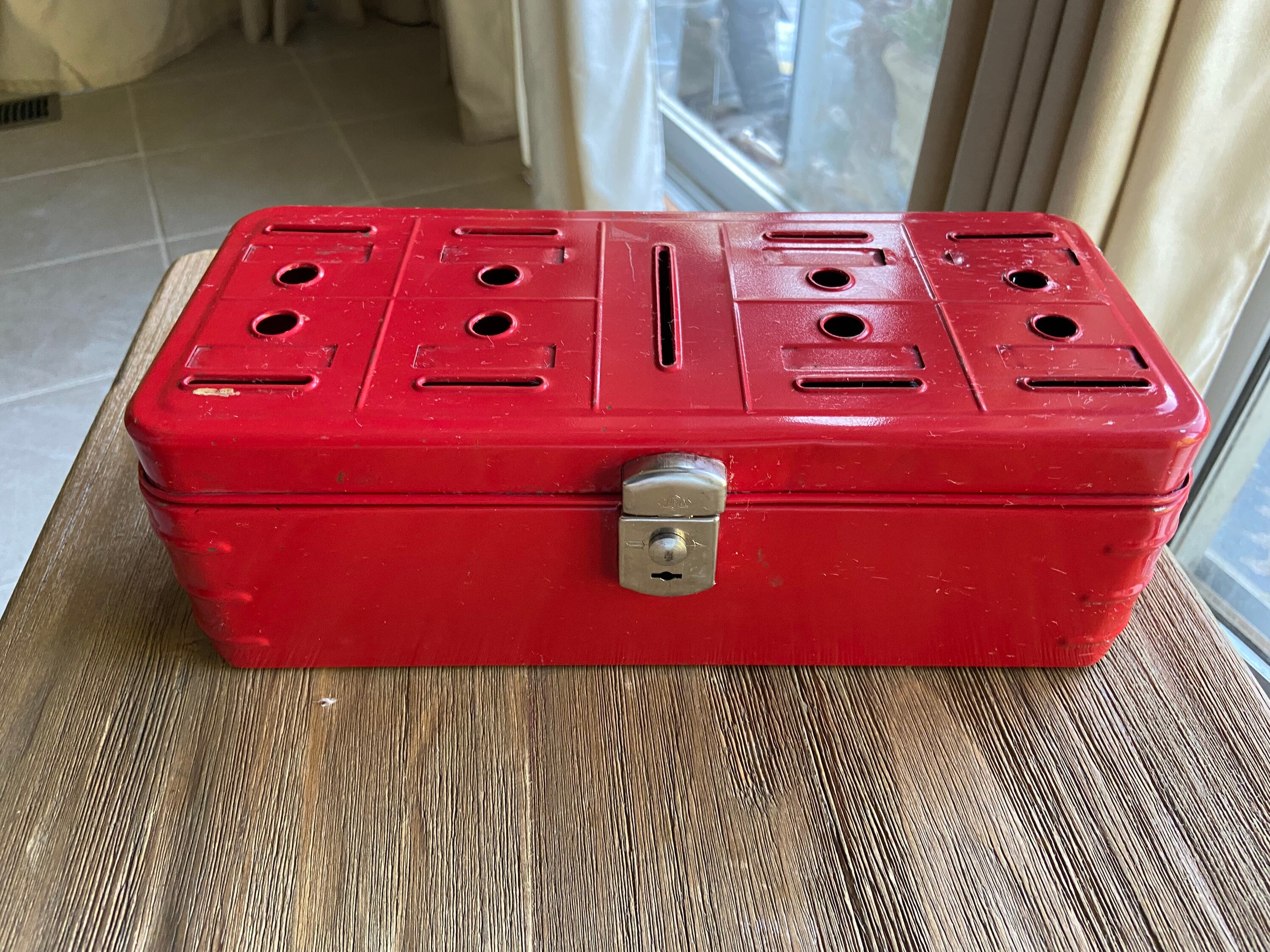 Vintage CLIMAX Red Metal Box With Slots | Etsy