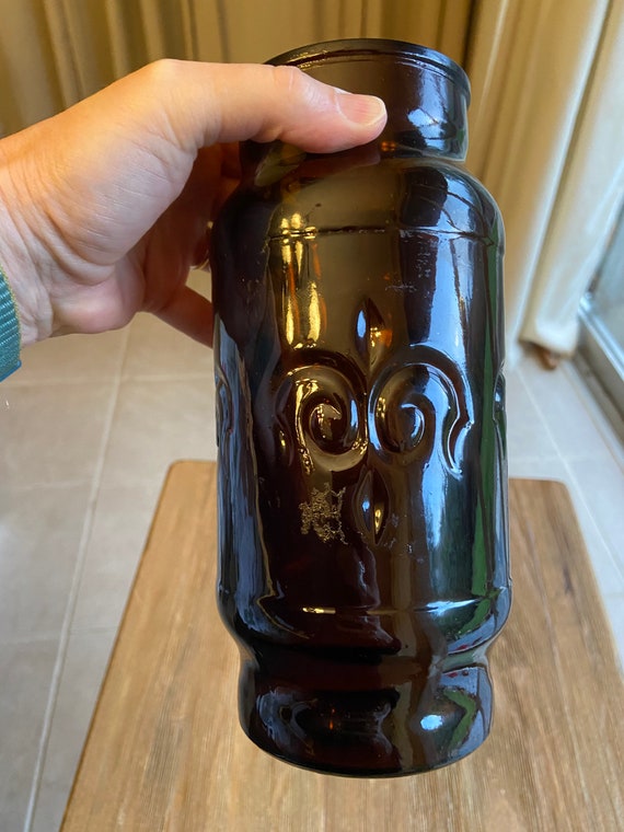 Vintage Dark Amber Glass Jar - Etsy