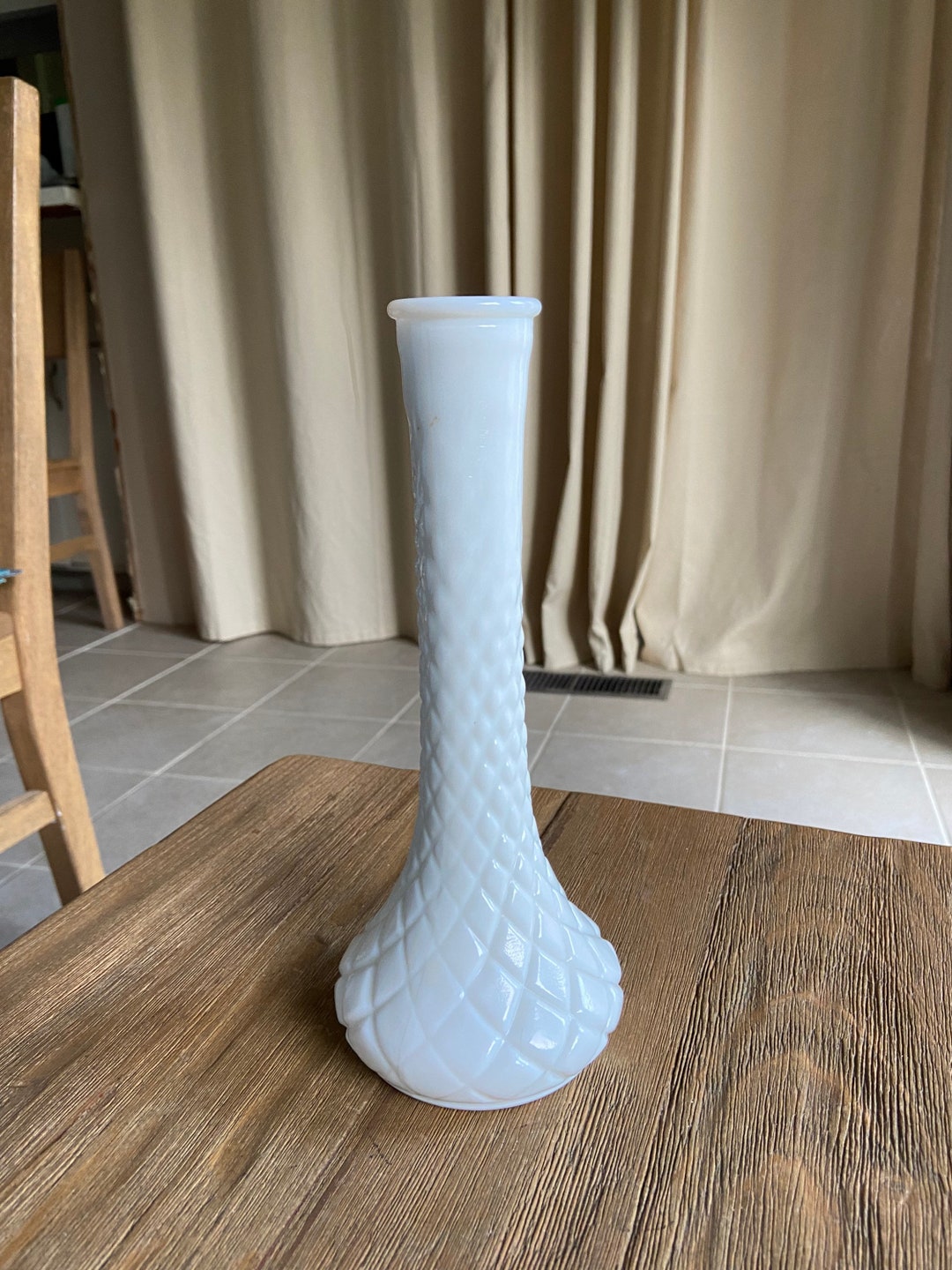 Vintage Criss Cross Milk Glass Vase - Etsy