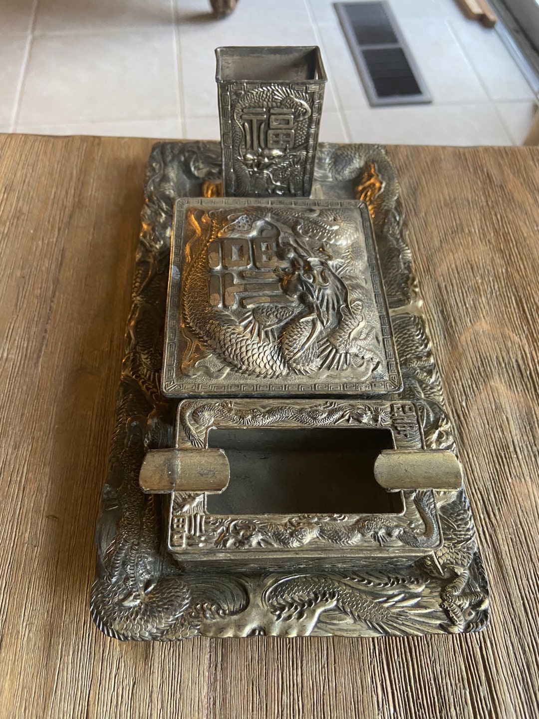 Vintage Japanese Brass Desk Set - Etsy