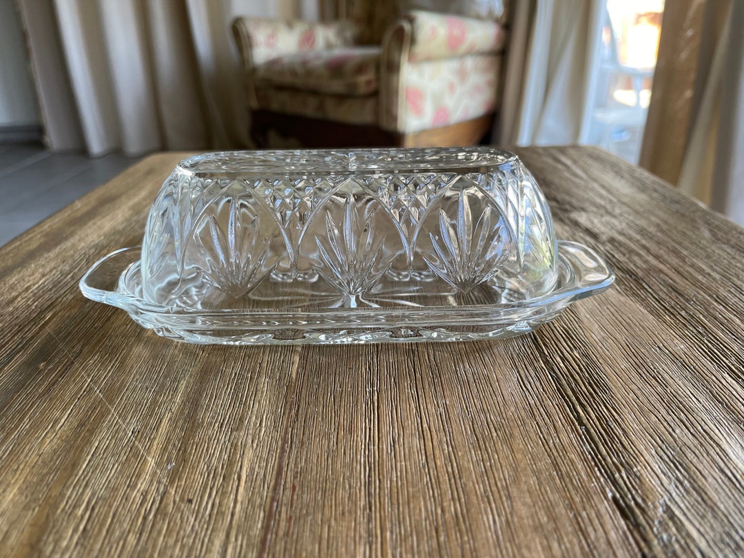 Vintage Pressed Glass Butter Dish With Lid - Etsy