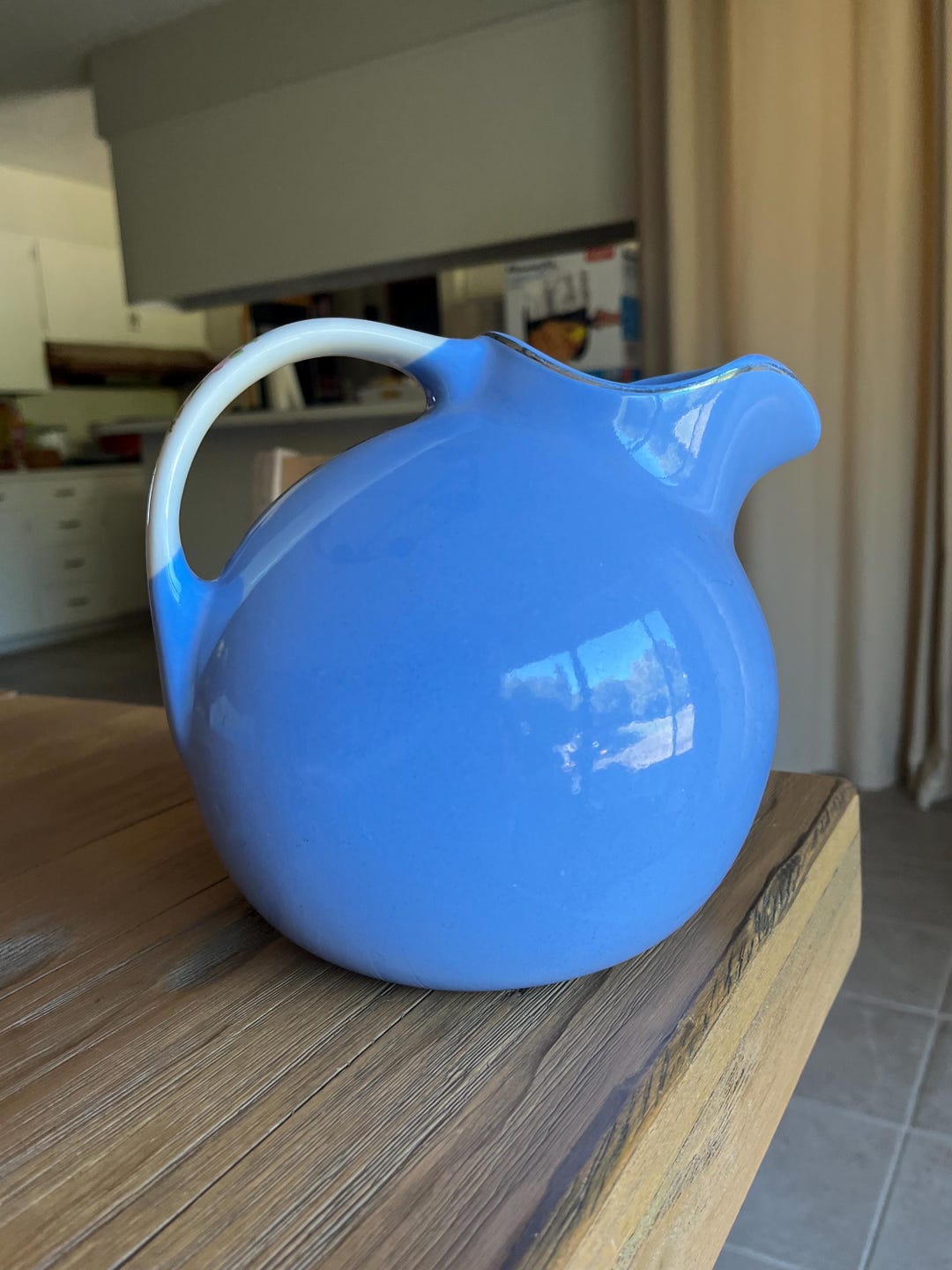 Vintage Hall 633 Ball Jug Periwinkle With Floral Handle - Etsy