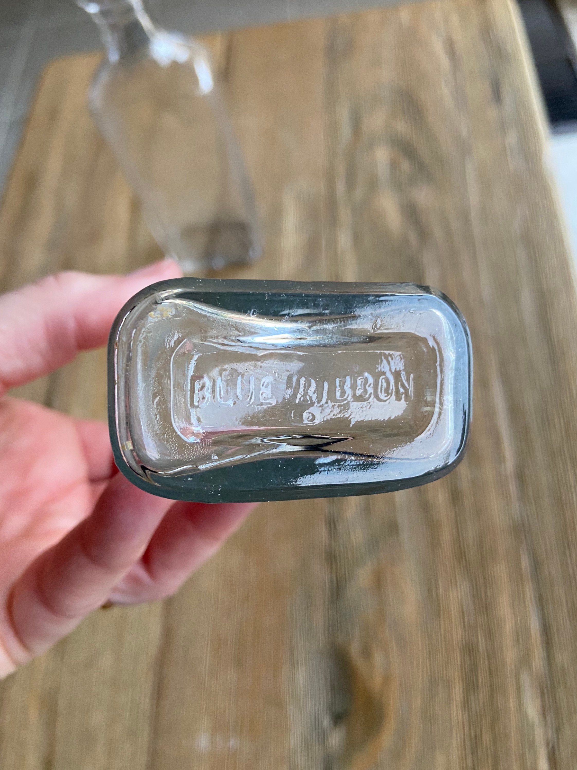 Vintage Blue Ribbon Medicine Bottle | Etsy