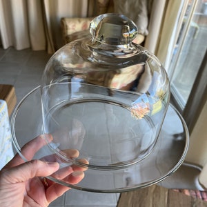 Vintage Glass Plate With Glass Dome - Etsy