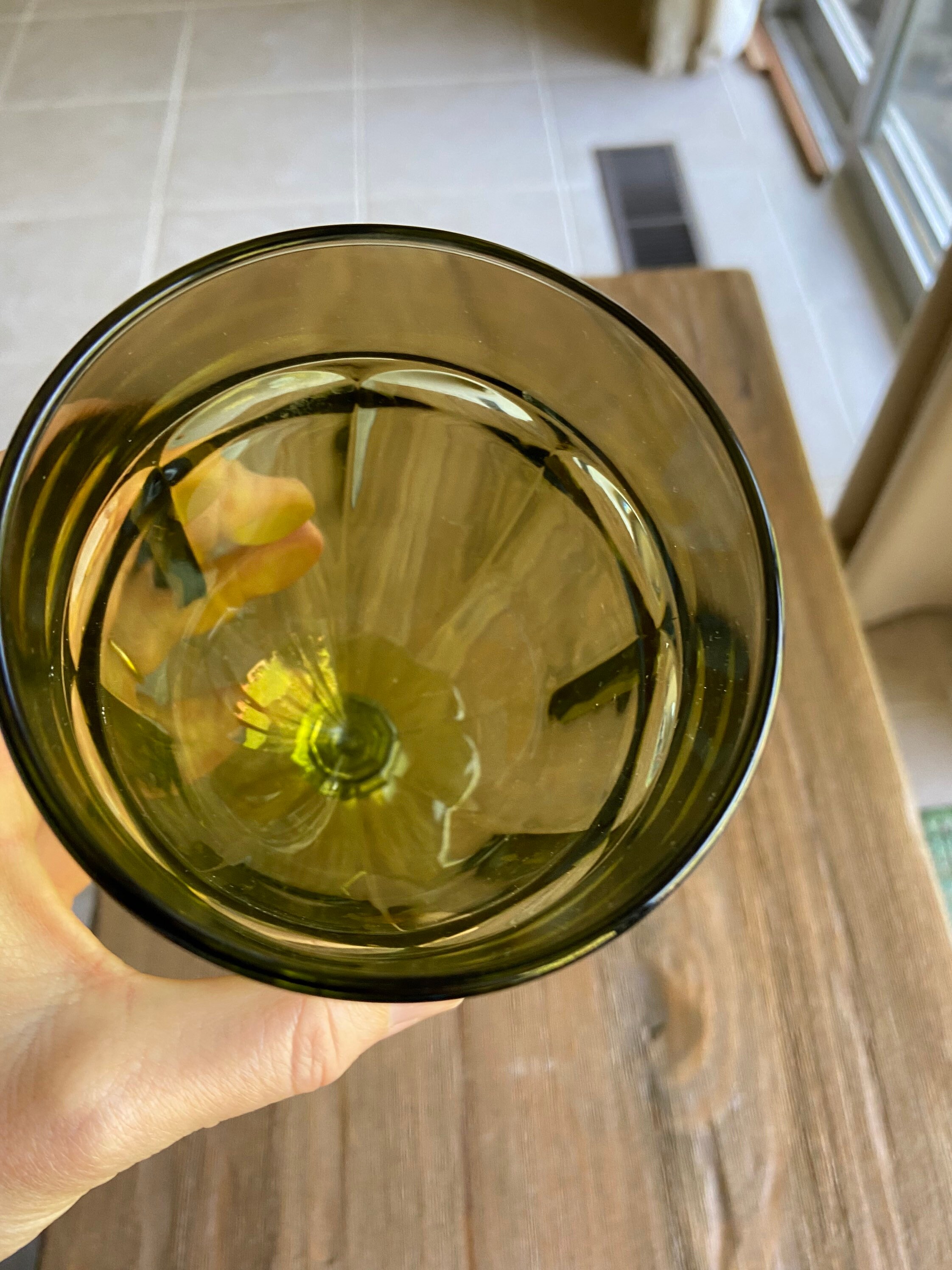 Vintage Green Glass Goblet Etsy