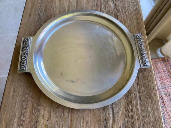 Vintage round Japanese stainless steel tray | Etsy