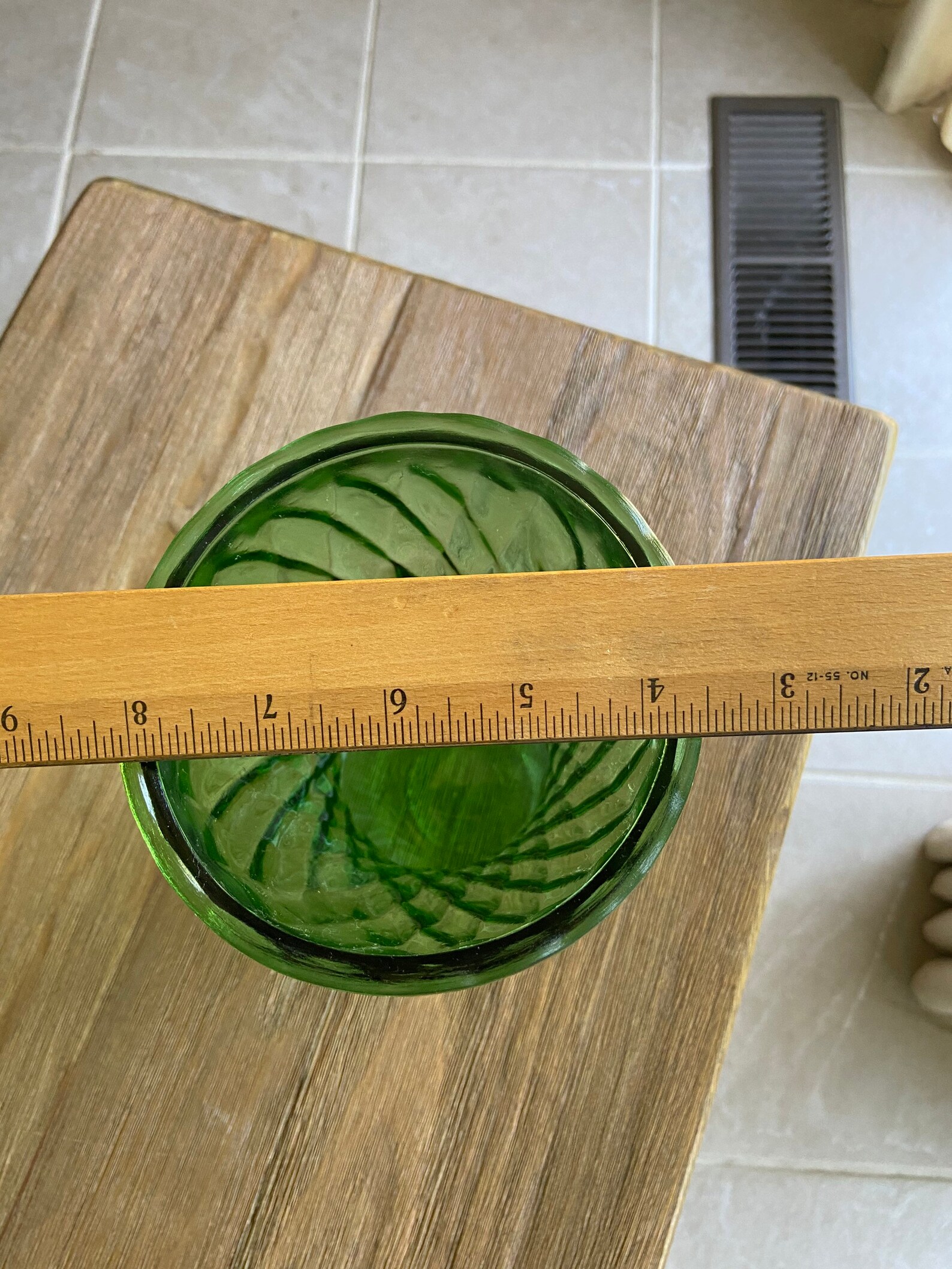 Vintage Green Glass Large Vase - Etsy