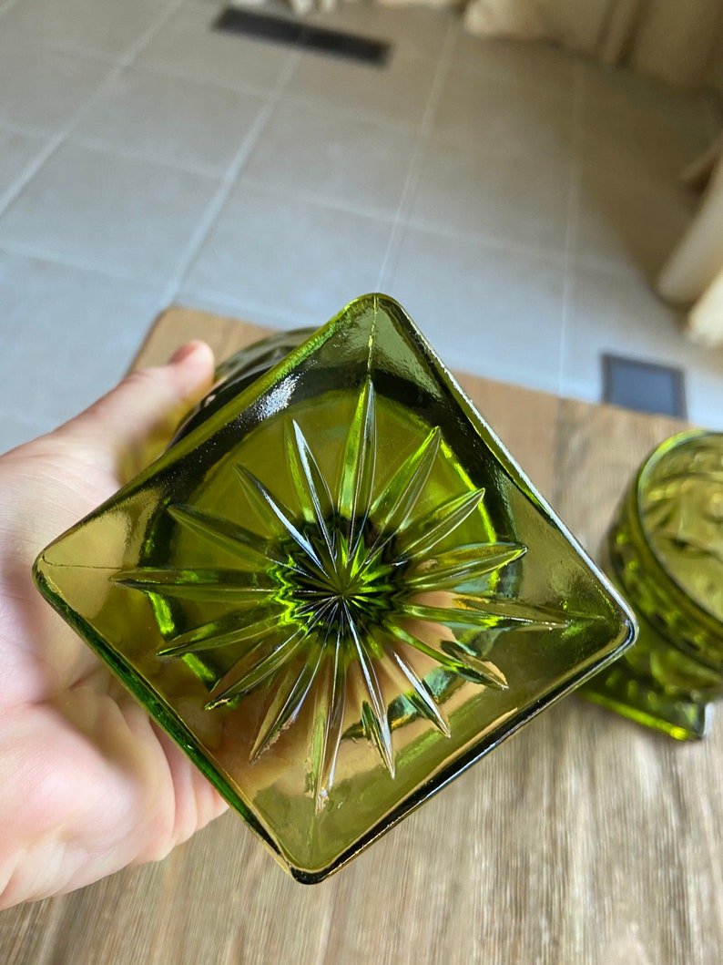 Vintage Green Glass Goblets 2 - Etsy