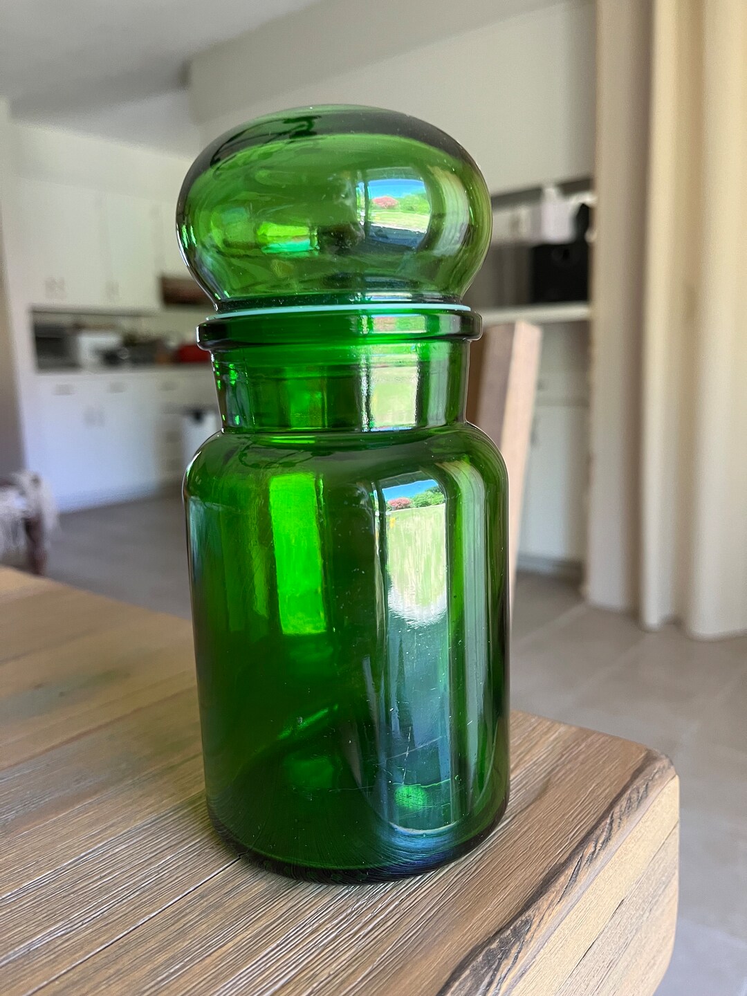 Vintage Belgium Green Glass Bubble Jar - Etsy