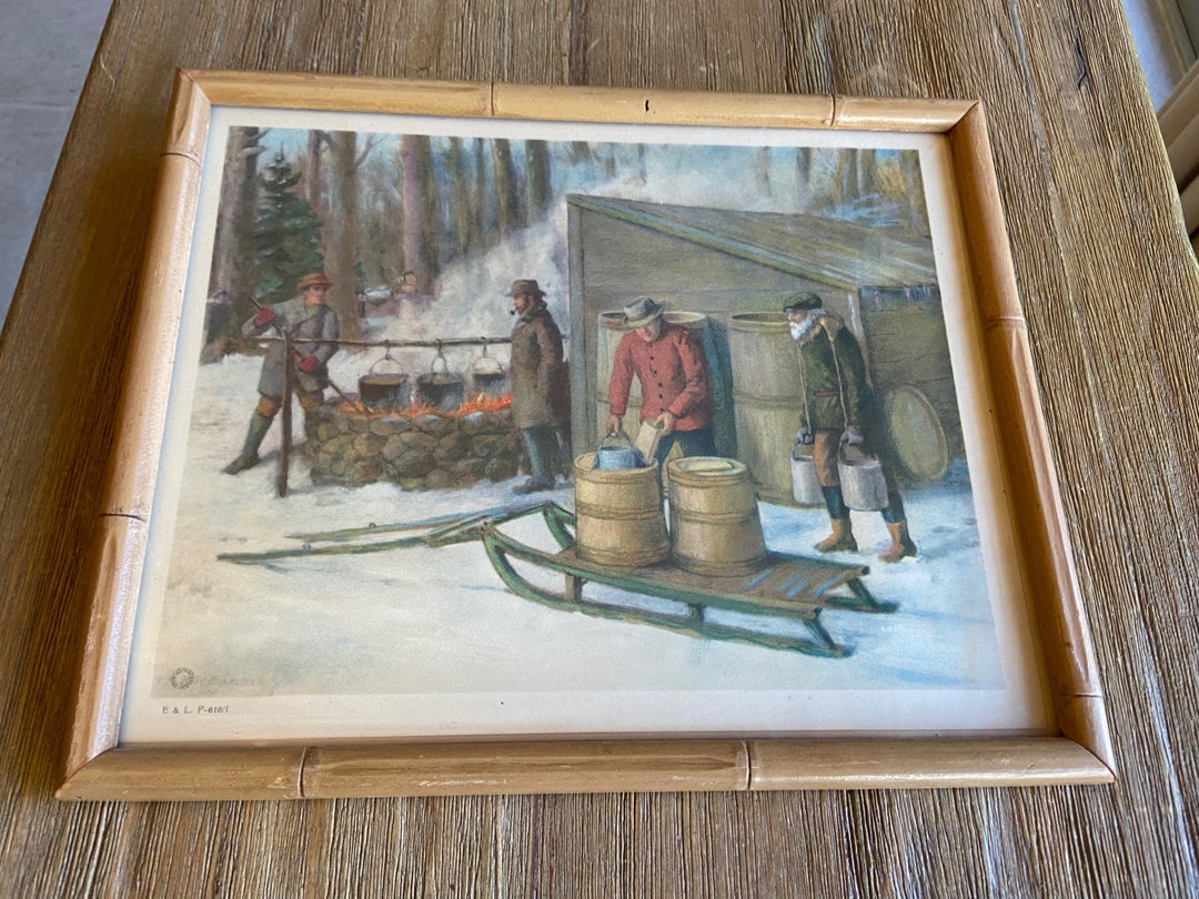 Vintage Framed German Print Winter Scene - Etsy