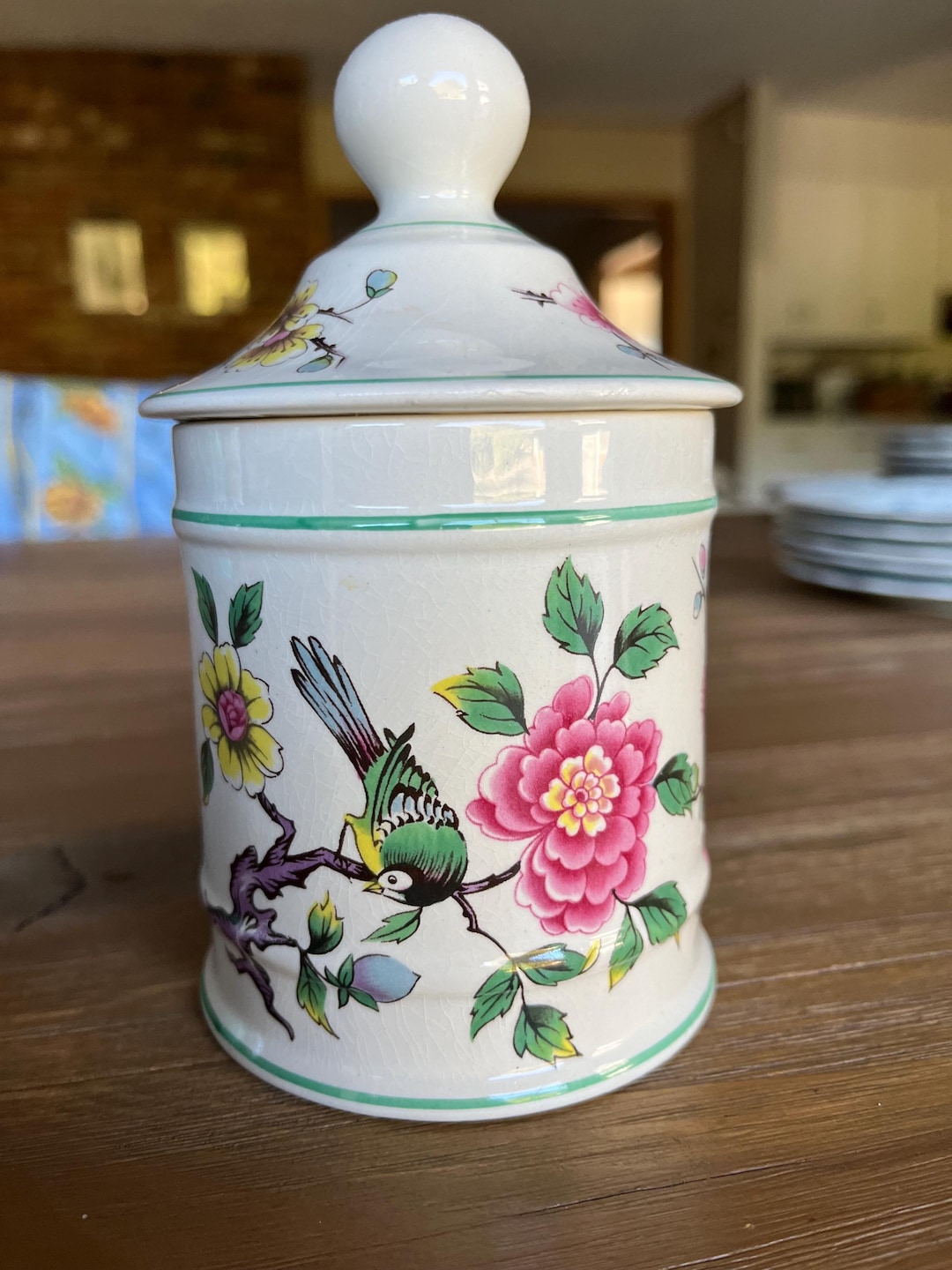 Vintage Old Foley James Kent Staffordshire Floral Apothecary Jar With ...